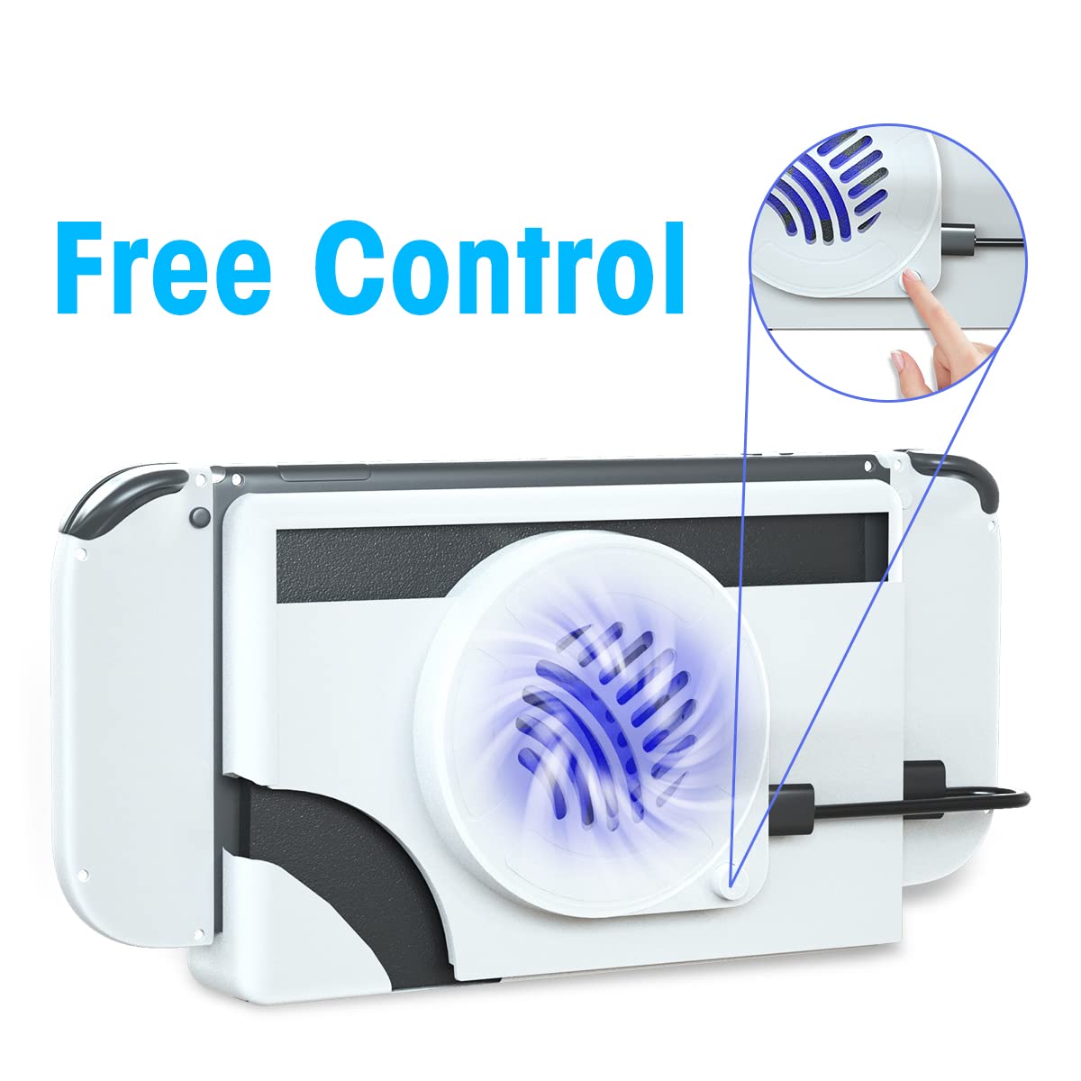 PURBHE Nintendo Switch OLED Dock Cooling Fan with Blue Light, USB Type C
