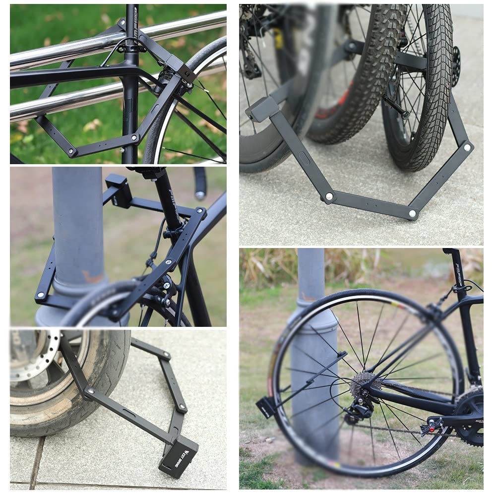 MengK Folding Bicycle Lock Anti Theft Safety Steel Chains Lock for E Bike Bicycle Motorcycle Cycling Equipment