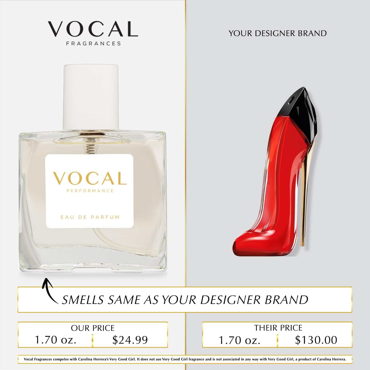 Vocal Performance W090 Inspired by Very Good Girl Eau de Parfum For Women 1.7 Fl Oz Perfume Vegan, Paraben & Phthalate Free Never Tested on Animals
