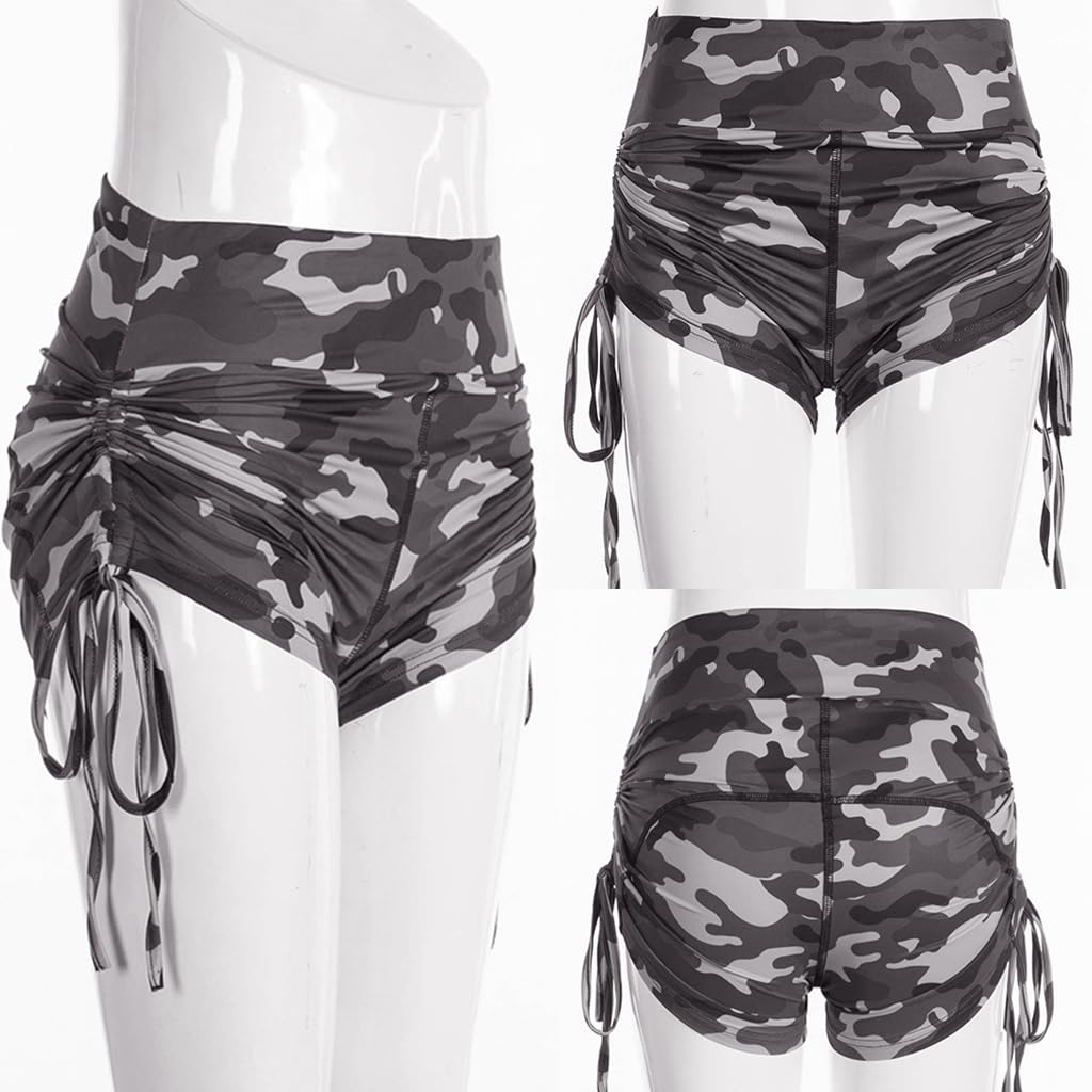 Nihsatin Womens Sheer Mesh Biker Shorts Elastic Waist Stretch Beach Shorts Without Panty