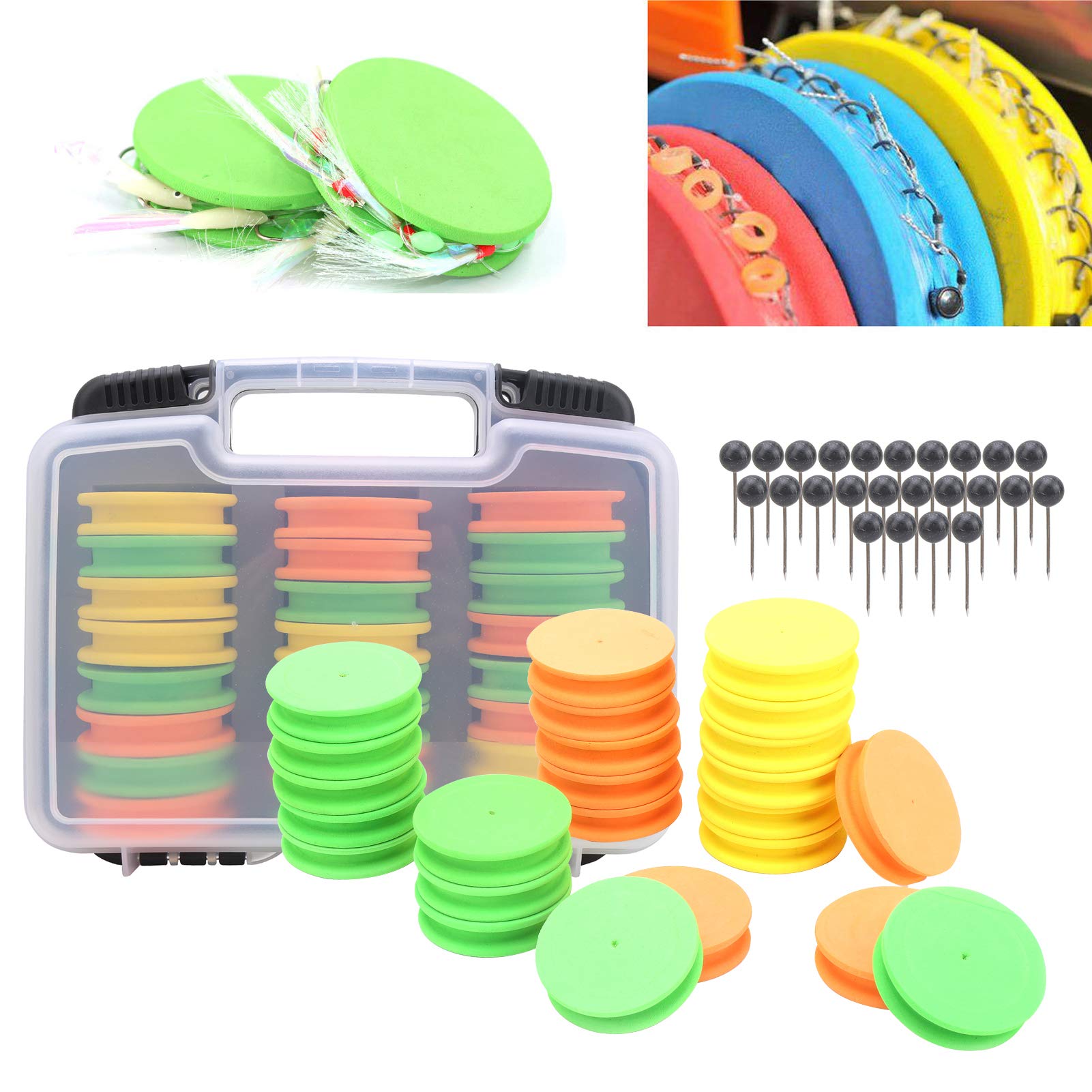 Nofaner EVA Line Spools, 24pcs EVA Fishing Line Storage Spools Winding Board Tool Bobbin Tackle Mix Color
