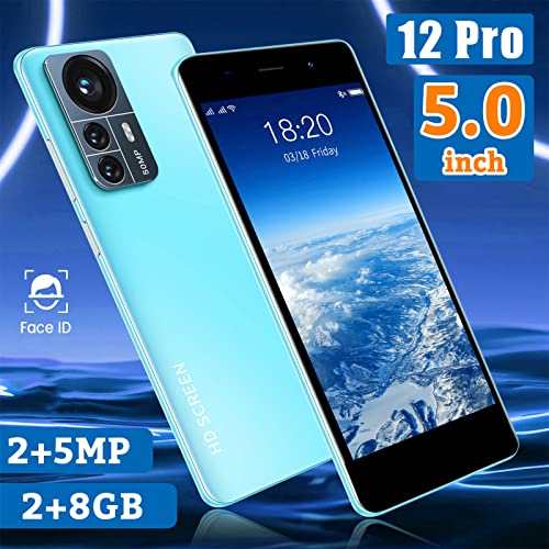 Unlocked Smartphones, HD Full Screen Smart Phone, Dual SIM & Camera Unlocked Cell Phone, 5.0-inch Water Drop Screen Touch Screen Mobile Cell Phone, 2GB RAM+8GB ROM, Android 5.1 (Blue)