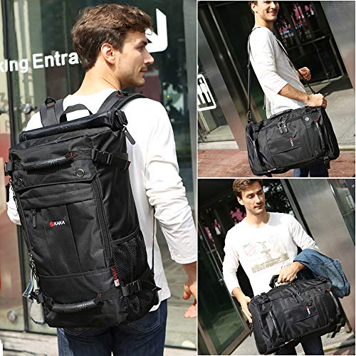 KAKA Travel Backpack,Carry-On Bag Water Resistant Flight Approved Weekender duffle backpack Rucksack Daypack for Men Women (Black)