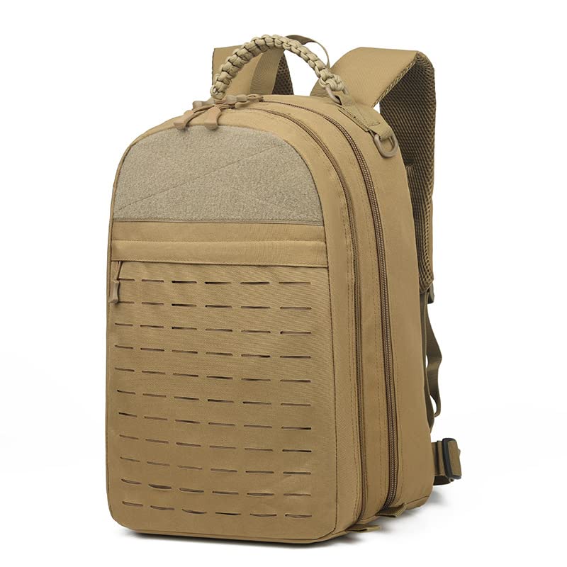 JNEPro Daypack | 25L Laser Cut MOLLE Hiking Backpack | Daypack | Black | Army Green | Tan (Army Green)