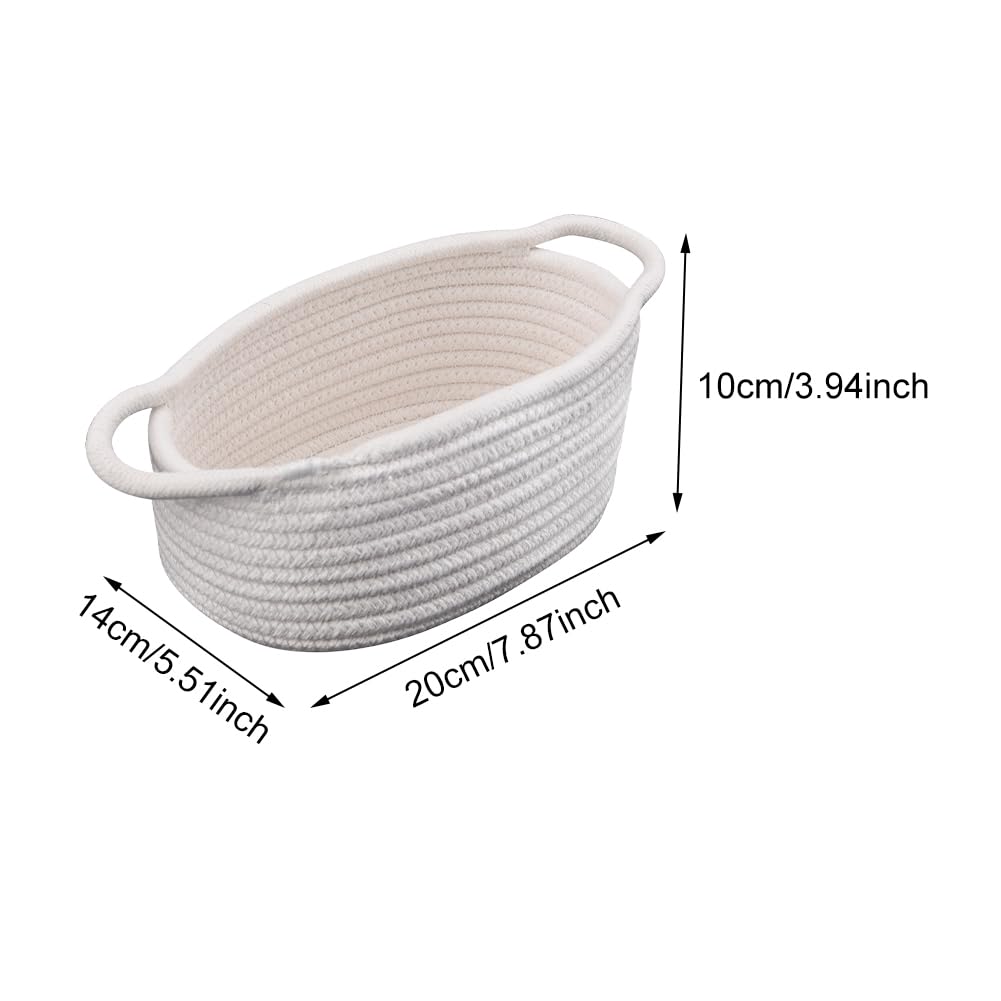 Storage Basket with Transparent Packaging Bag, Woven Basket Cosmetic Storage Bakset with Handles for Living Room, Bathroom(White)