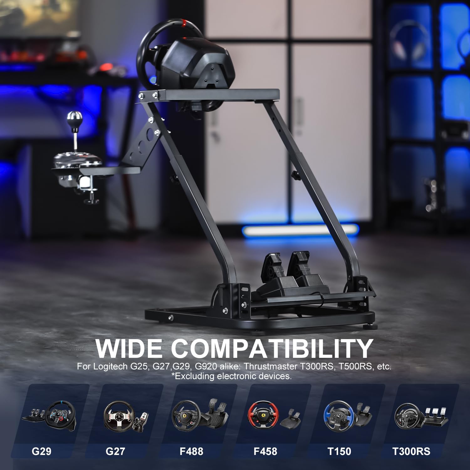 Marada G29 Racing Wheel Stand Height Adjustable,Foldable,Made of Carbon Steel, Can Install Both Shifter and Handbrake,Racing wheel, Support for Logitech G25 G27 G920,Thrustmaster T300RS
