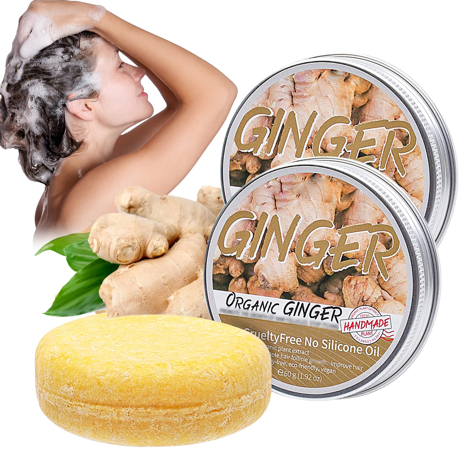 SUNDEER Ginger Hair Shampoo Bar - Ginger Shampoo Soap Natural Organic Ginger Shampoo Soap for All Hair Types,Moisturize Hair and Control Oil(Ginger+Cinnamon)