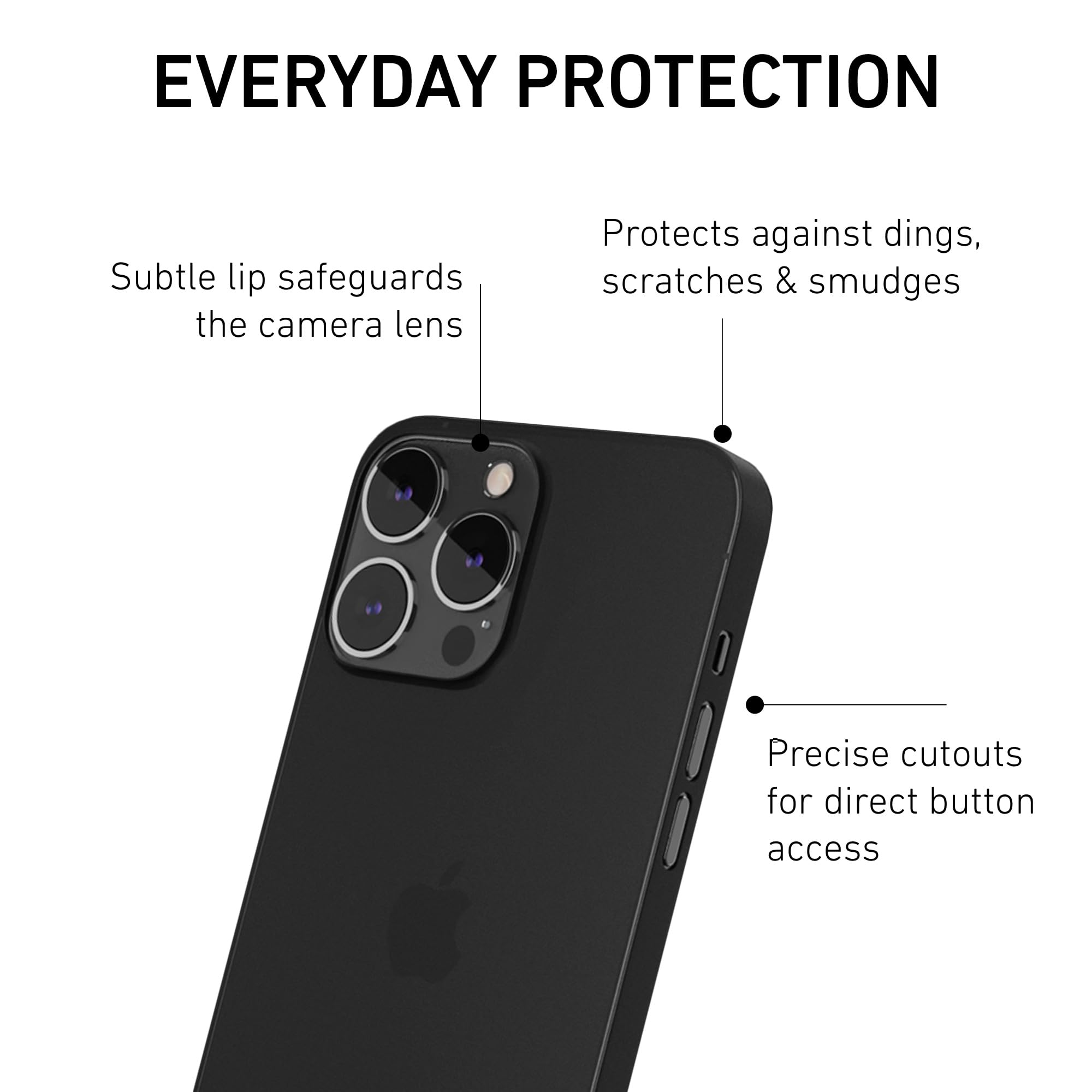 PEEL Original Super Thin Case Compatible with iPhone 13 Pro Max (Black) - Sleek Minimalist Design, Branding Free, Ultra Slim - Protects & Showcases Your Device
