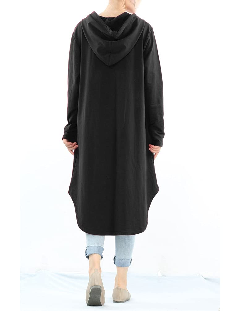 Mordenmiss Women's Sweatshirt Tunic Dresses Long Sleeve Casual Oversized Long Hoodie Pullovers(style 6 Black XL)