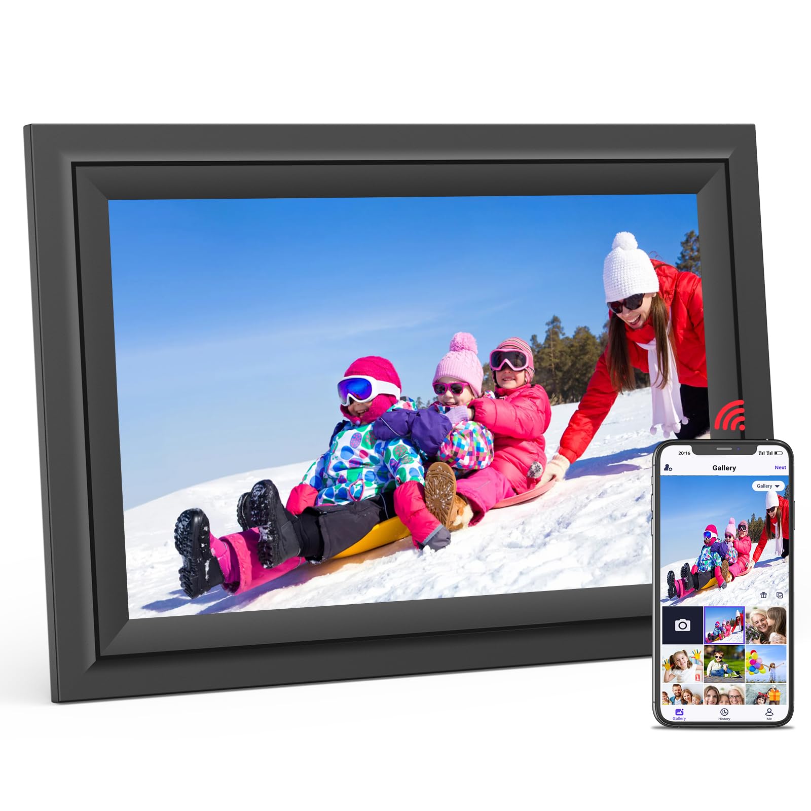 SAMMIX Digital Picture Frame Digital Photo Frame WiFi 10.1 Inch IPS Touch Screen, 16GB Storage, Auto-Rotate,Share Photos and Videos via Free App