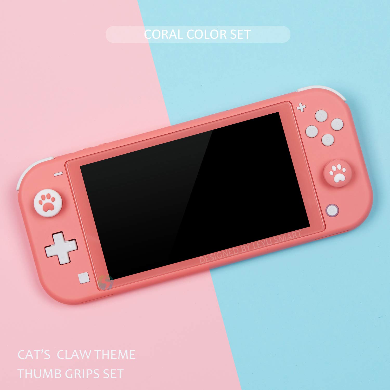 LEYUSMART 3D Thumb Grips Caps 4 PCS Cat Paw White Pink for Nintendo/Playstation/Xbox, Joycon Grip Caps Analog Stick Button Cover