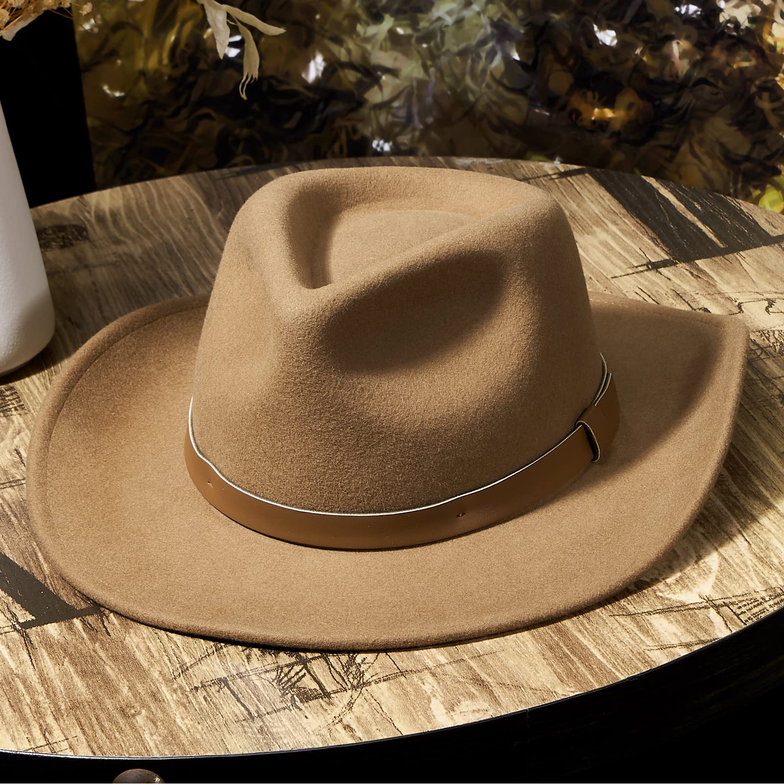 MIX BROWN Western Outback Hat 100% Australian Wool Crushable Mens Cowboy Hat Wide Brim Pinch Front Hat Classic Style
