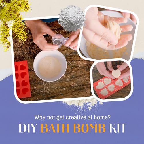Kiss Naturals - Bath Bomb Making Arts & Crafts Kit with Organic Ingredients - includes Witch Hazel, Natural Fragrances, Silicone Molding Tray - Make 8 Fizzing Bath Bombs - Gift Kit for Boys & Girls
