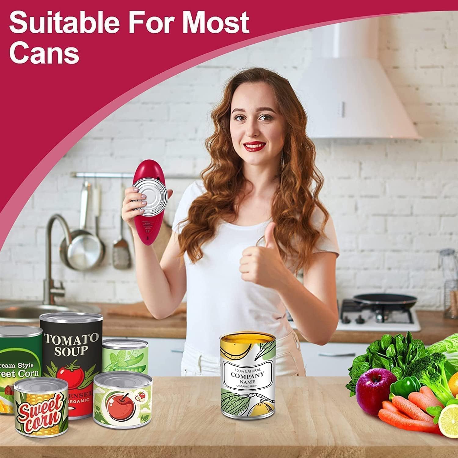 One Touch Battery Operated Electric Can Opener, Easy Open Any Can Size with No Sharp Edge, Hands Free and Food-Safe Automatic Can Opener, Kitchen Gadget Electric Can Opener for Seniors with Arthritis