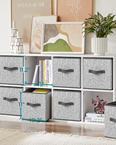 SONGMICS Storage Cubes, Set of 6 Non-Woven Fabric Storage Bins, Cube Drawers for Shelves and Closet Storage, Foldable, for Clothes Toys, Gray with Zigzag Pattern UROB016G01
