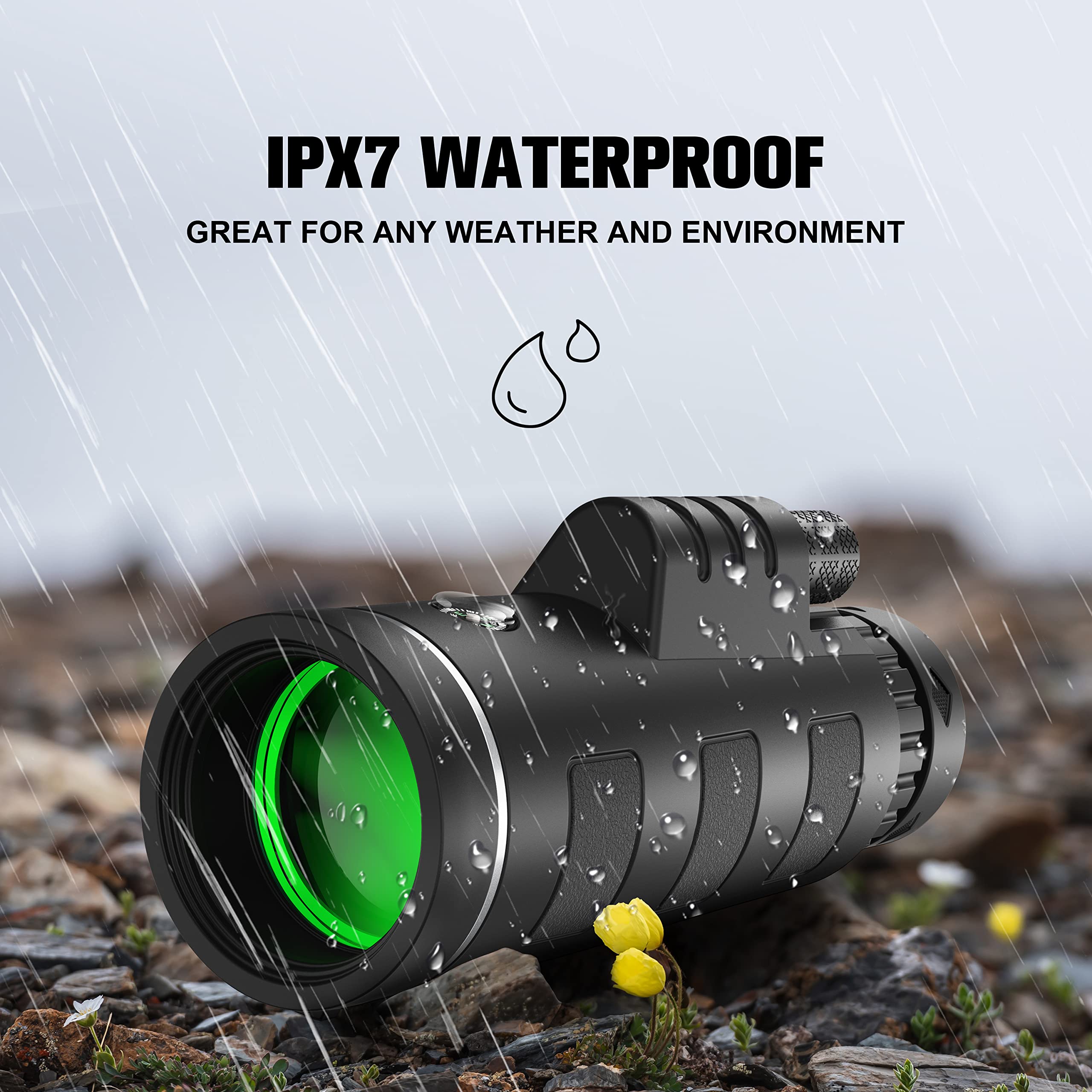 JiaSifu 40x60 High Definition Monocular Telescope with Smartphone Adapter, BAK4 Prism FMC Monocular with Clear Low Light Vision for Wildlife Hunting Camping Travelling(LD006-00A-38)