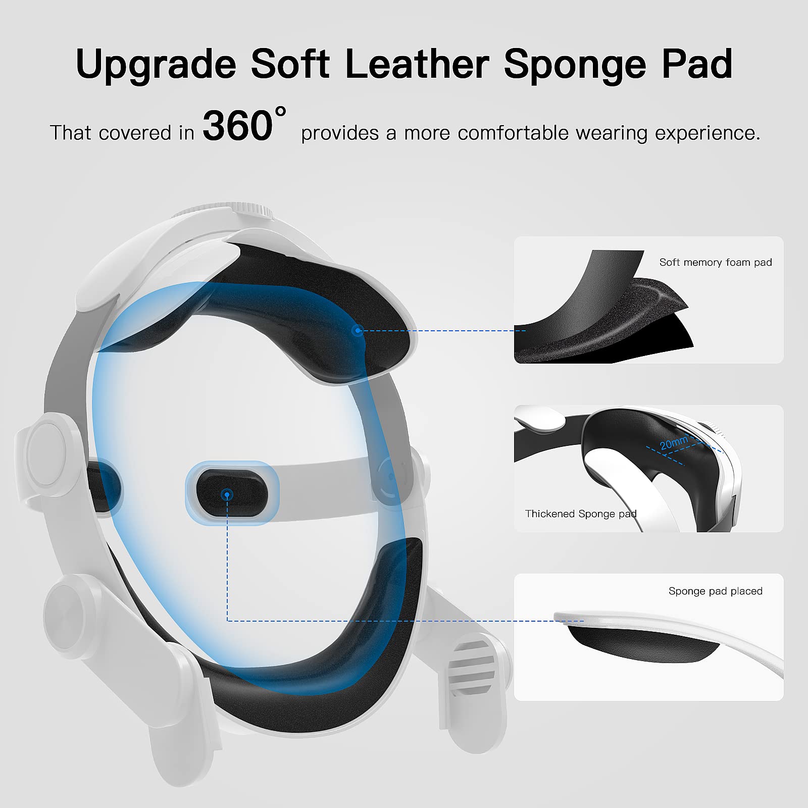 METORY Head Strap for Oculus Quest 2, Upgraded Comfort, Replacement for Elite Strap, Oculus Quest 2 Accessories, Reduce Face Pressure, Foldable and Adjustable