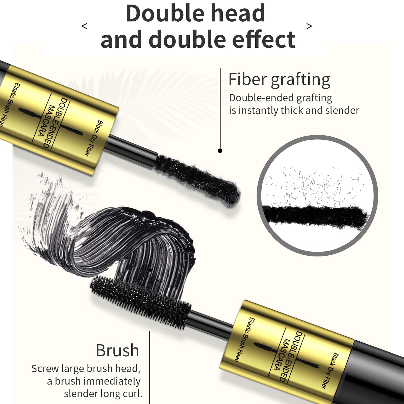 Mascara Black,Telescopic Mascara Two-in-One Extension Mascara,Full and Light,Long-Lasting Smudge-Proof Mascara Slender,Dense Thick Curling for Eye Makeup,No Flaking、No Smudging、No Clumping