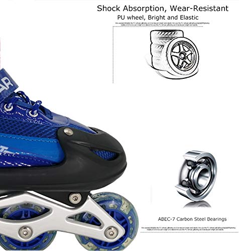 LIKU Inline Skates for Kids, Featuring Illuminating Wheels, Adjustable Inline Skates for Girls and Boys.