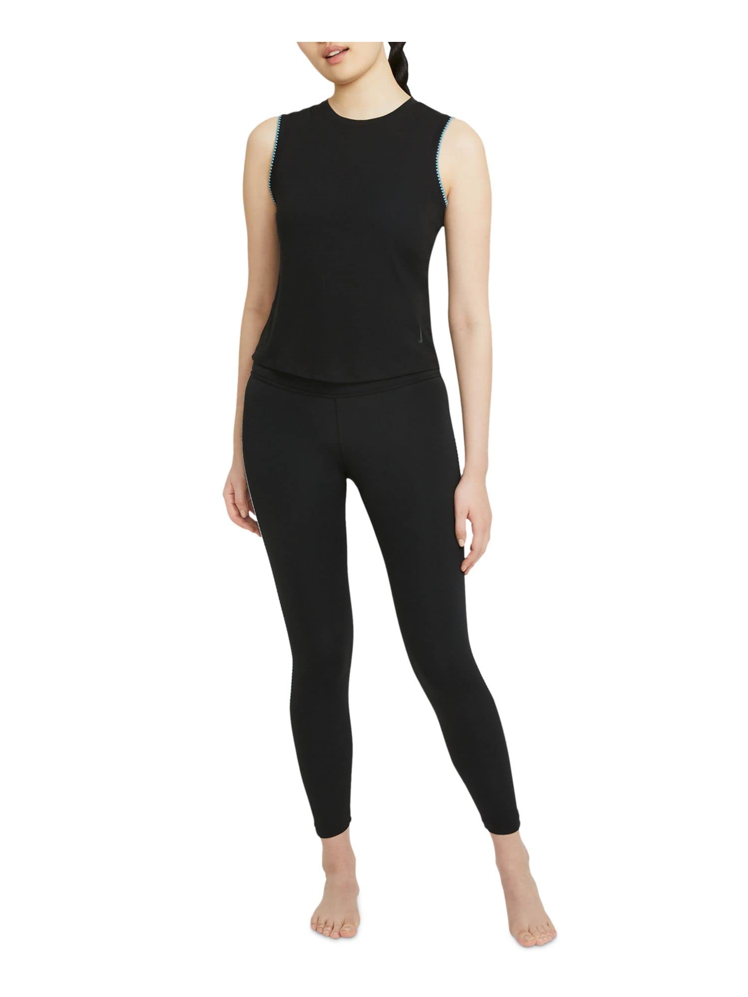 Nike Women's Crochet-Trimmed Yoga Tank Top (Black, Small)