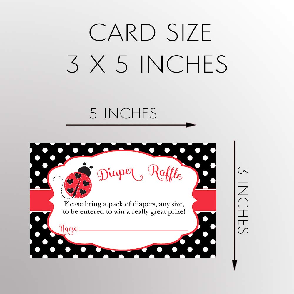 Ladybug Baby Shower Diaper Raffle Ticket Polka Dots Lil Lady Bug Baby Sprinkle Red Black Green Polka Dots Spring Diaper Wipes Raffle Ticket Insert Request Prize (25 Count)