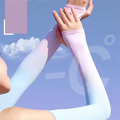 N/A Gradient Ice Sleeves Women's Summer Thin Men's Outdoor Sunshade Sleeves Ice Silk Hand Sleeves Arm Guards Driving (Color : B, Size : 39 * 9cm)