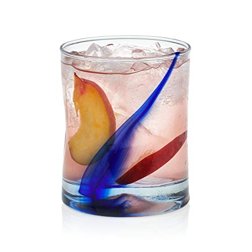 Libbey Blue Ribbon Impressions Rocks Glasses, 12.5-ounce, Set of 4