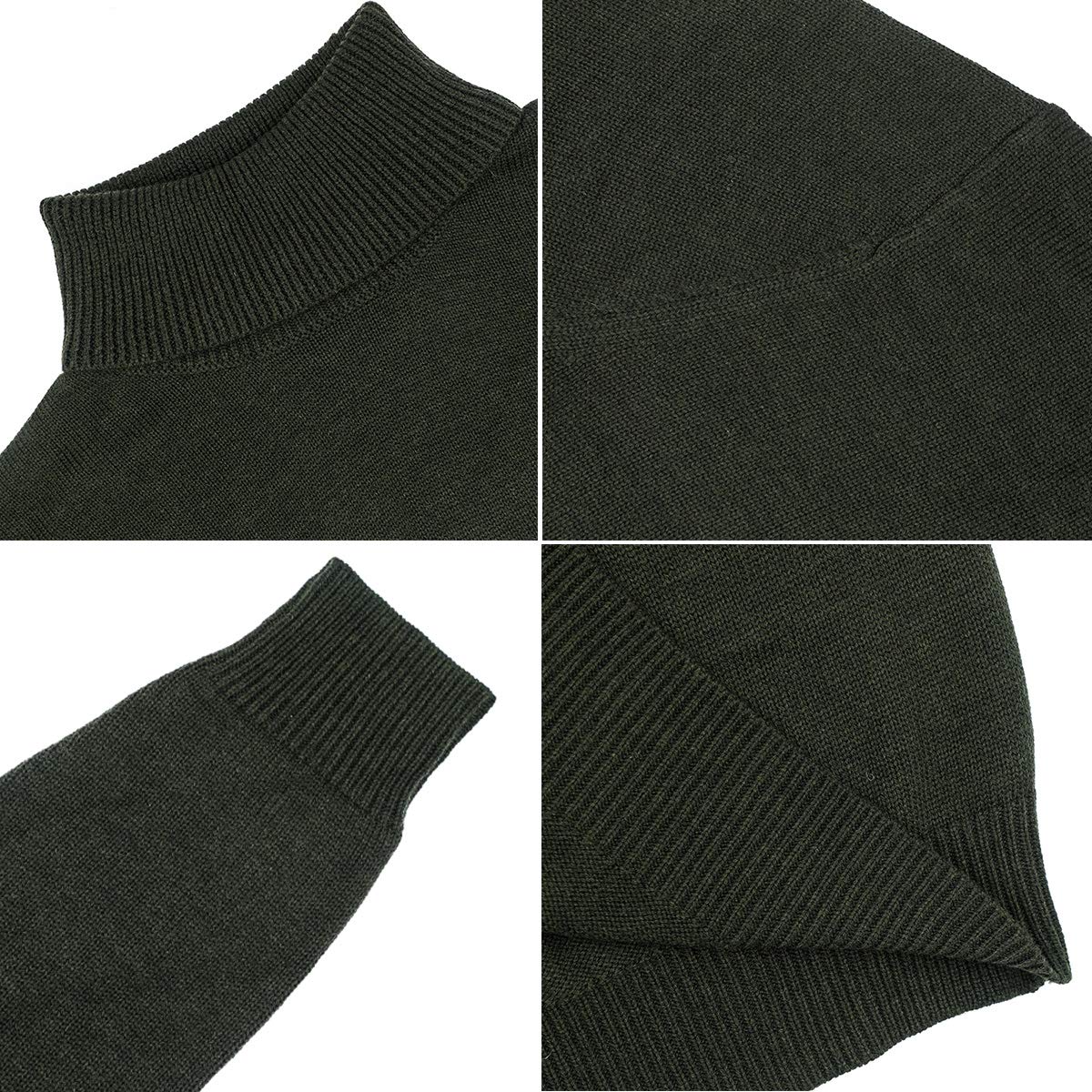 Kallspin Men's Turtle Neck Sweaters Wool Blended Mid-Weight Long Sleeve High Neck Pullover Sweaters(Dark Green,4X-Large)