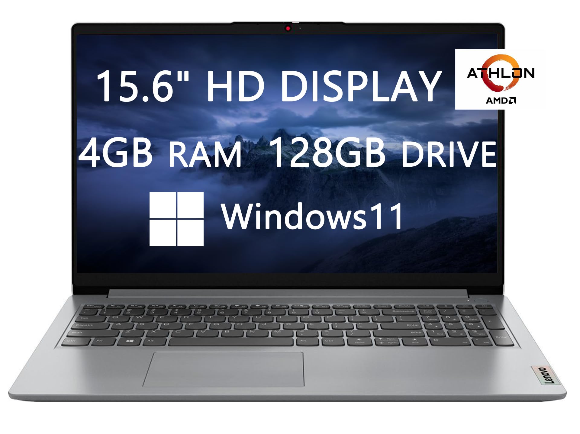 Lenovo 2023 Newest Upgraded Laptops for College Student & Business, 15.6 inch HD Computer, AMD Athlon Silver 7120U Quad-Core, 4GB RAM, 128GB SSD, Fast Charge, Webcam, Windows 11, LIONEYE HDMI Cable