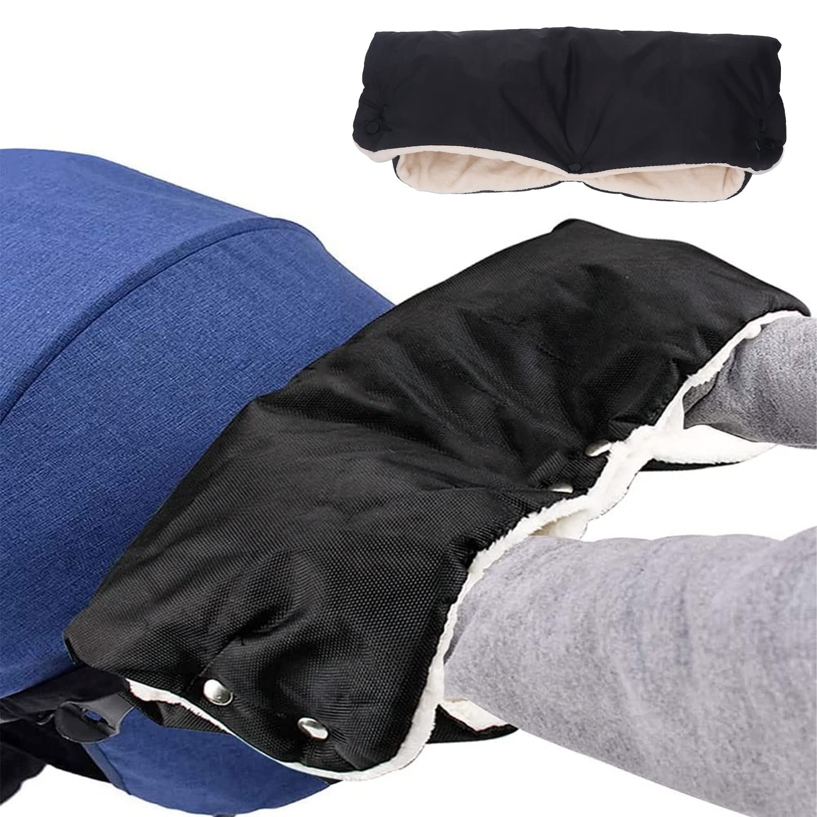 Stroller Hand Muff,Windproof Waterproof Baby Stroller Warm Portable Muffs Pushchair Gloves for Outdoor (Black)