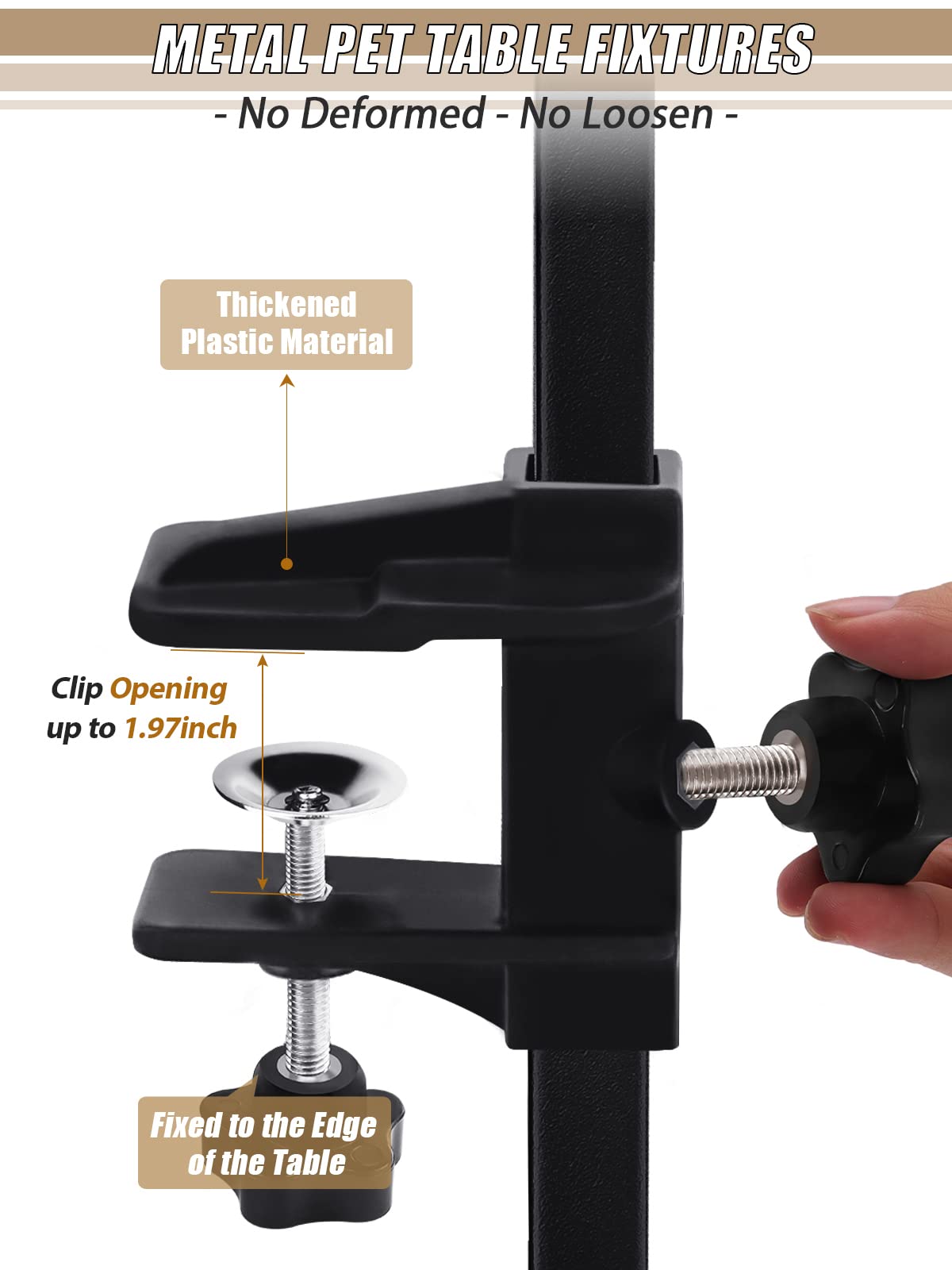 Kalolary Dog Grooming Arm, H-Shape Pet Grooming Table Arm with Clamp Loop Noose & No Sit Haunch Holder 35.5"~47.3" Width & 35.5" Height Adjustment Grooming Arm for Large Medium Small Dogs