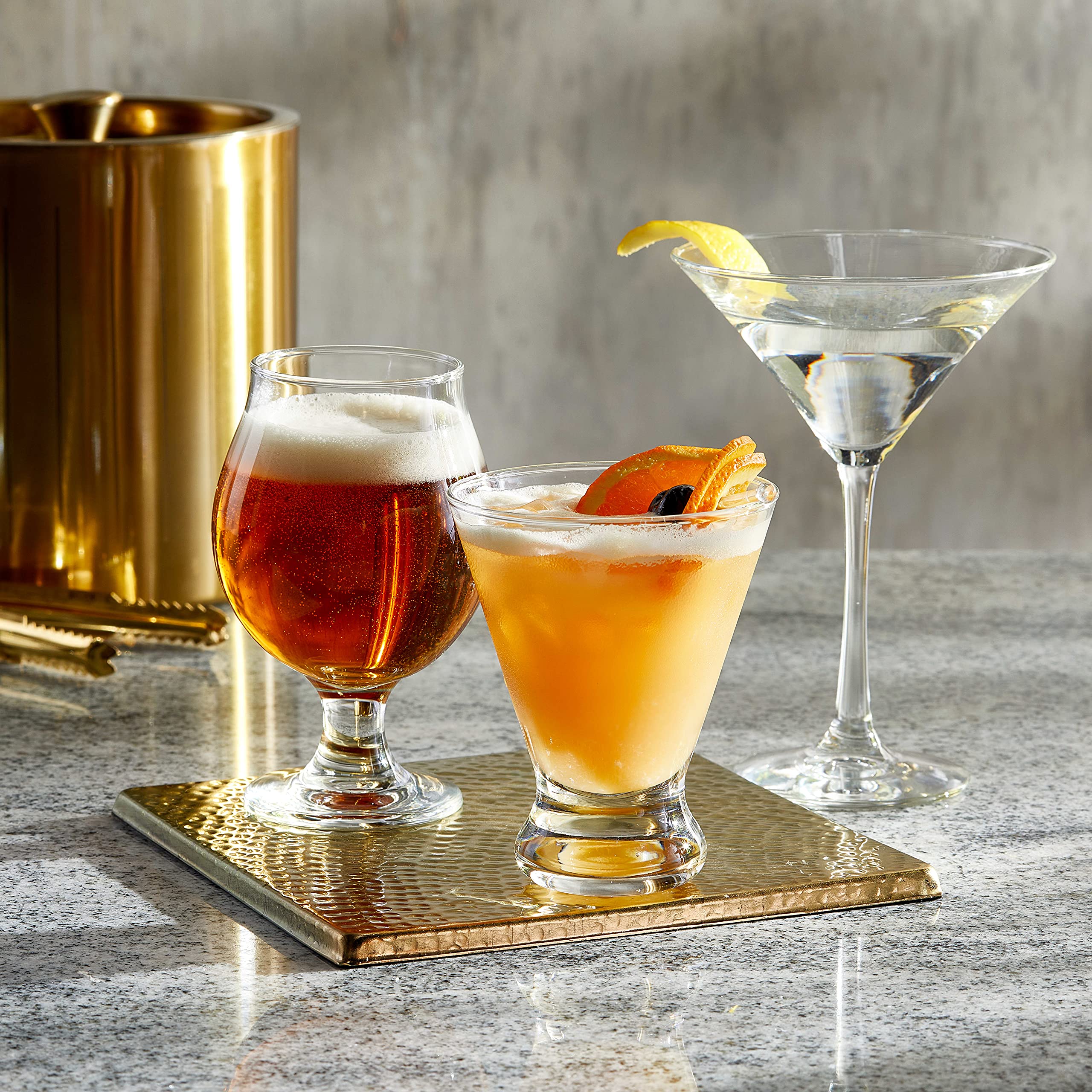 Libbey Entertaining Essentials Martini Glasses Set of 6, Dishwasher Safe Martini Set, Tall Stem Martini Glasses for Parties and More