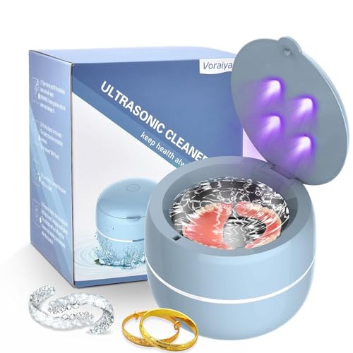 Voraiya®Ultrasonic Cleaner for Dentures,Jewelry,Aligner,Retainer,Dental Mouth Guard,Whitening Trays,Denture Cleaner,Ultrasonic Cleaning Machine, 5 Minute Automatic Timed Shutdown (Type A - Green)