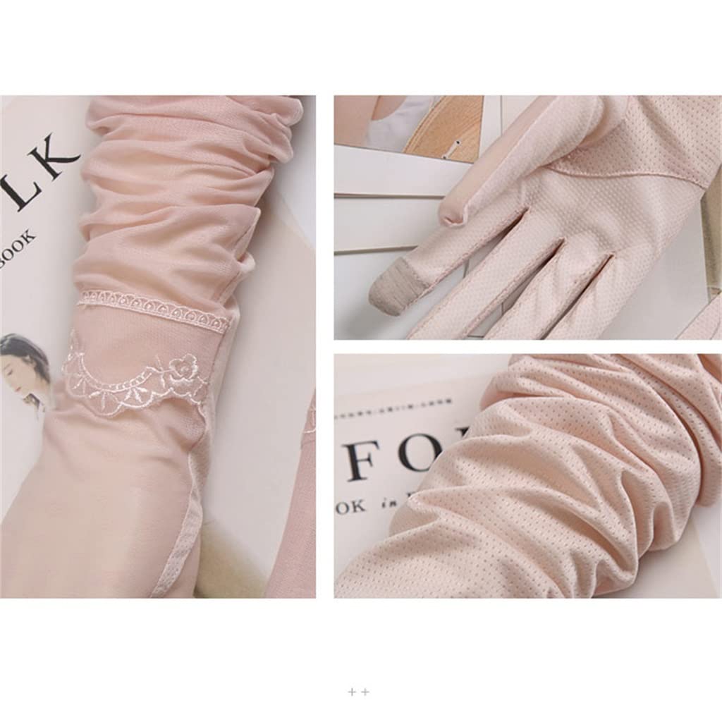 N/A Summer Ladies Lace Ice Silk Gloves Thin Cycling Driving Arm Guards Long Ice Silk Sleeves (Color : C, Size : 55 * 17 * 25cm)