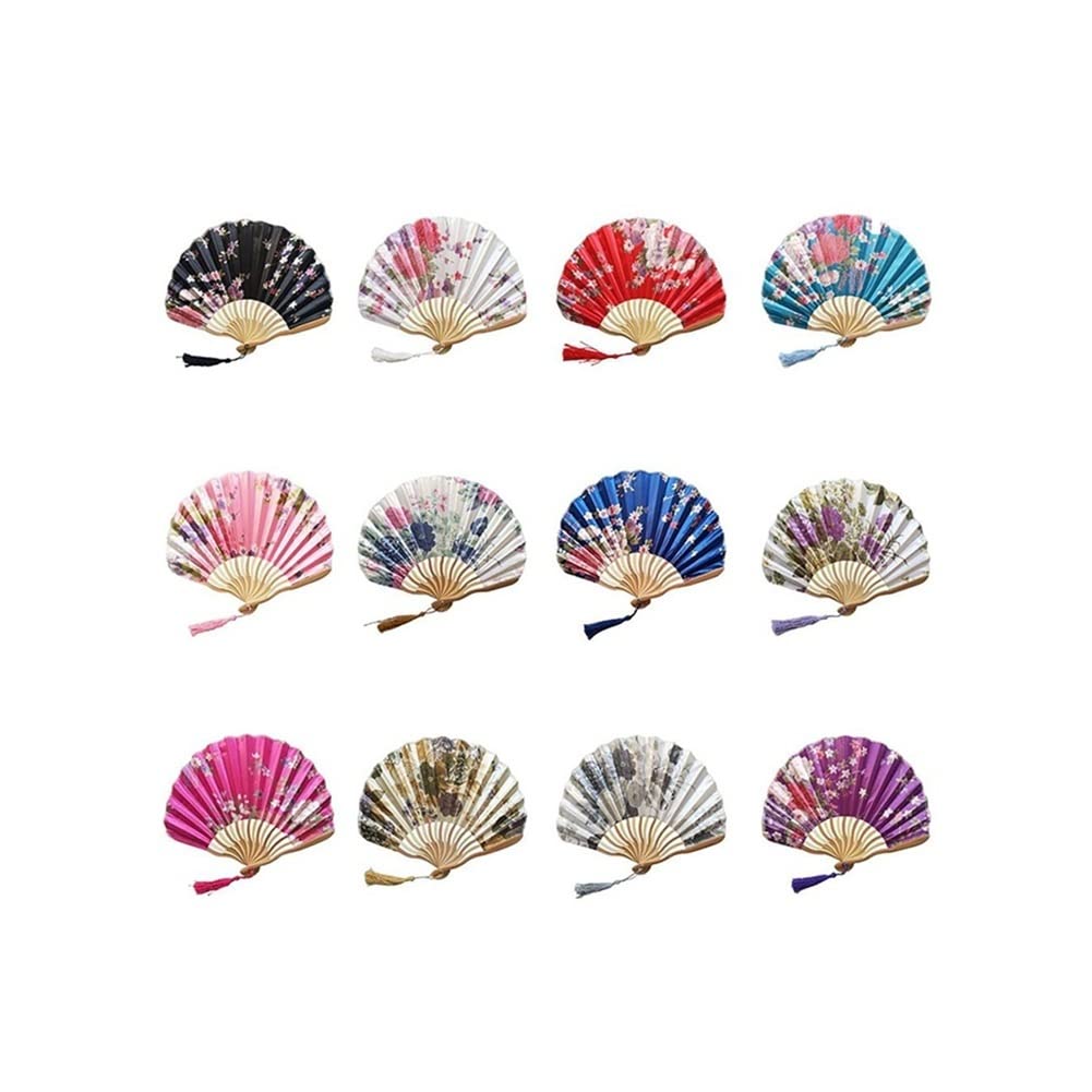 PBLCYUT Chinese Style Hand Held Fans Personalized Pattern Silk Bamboo Folding Fans Handheld Wedding Hand Fan Cool Bamboo Flower Fan (Color : Grey)
