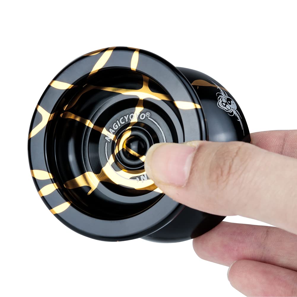 MAGICYOYO Professional Unresponsive Yoyo N11 Pack of 2, Alloy Metal Yoyo for String Trick, Dual Purpose Yoyo with 12 Yoyo Strings + 2 Bags + 2 Flat Bearings + Axle + Bearing Removal Tool