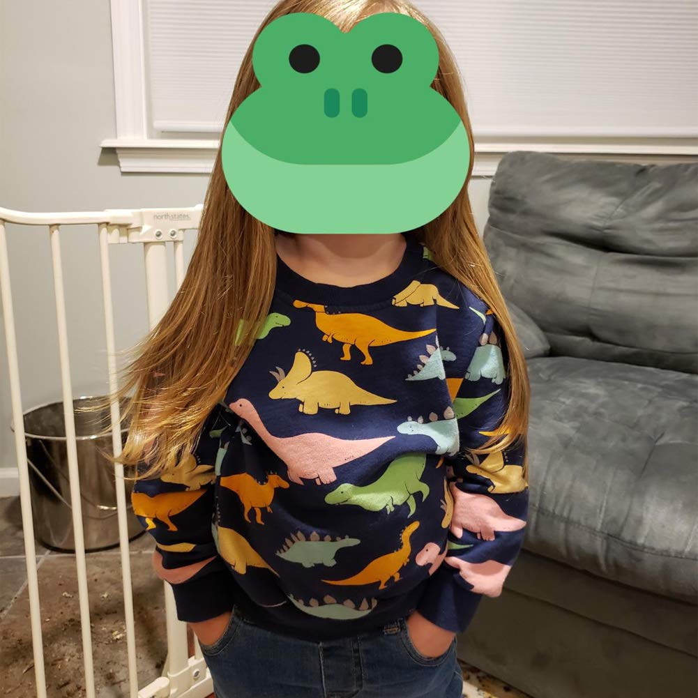 Julerwoo Girls Cotton Sweatshirts Dinosaur Printed Crewneck Tops (4T, Navy)