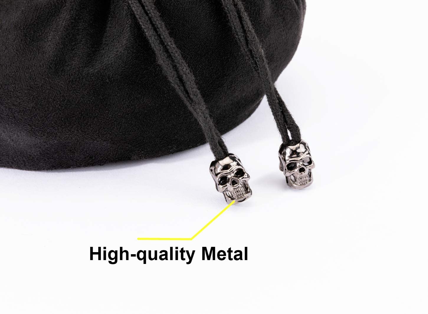 Large DND Dice Drawstring Bags with Pockets Black Storage Bag for RPG MTG Game Dices Capacity Over 300 Dice