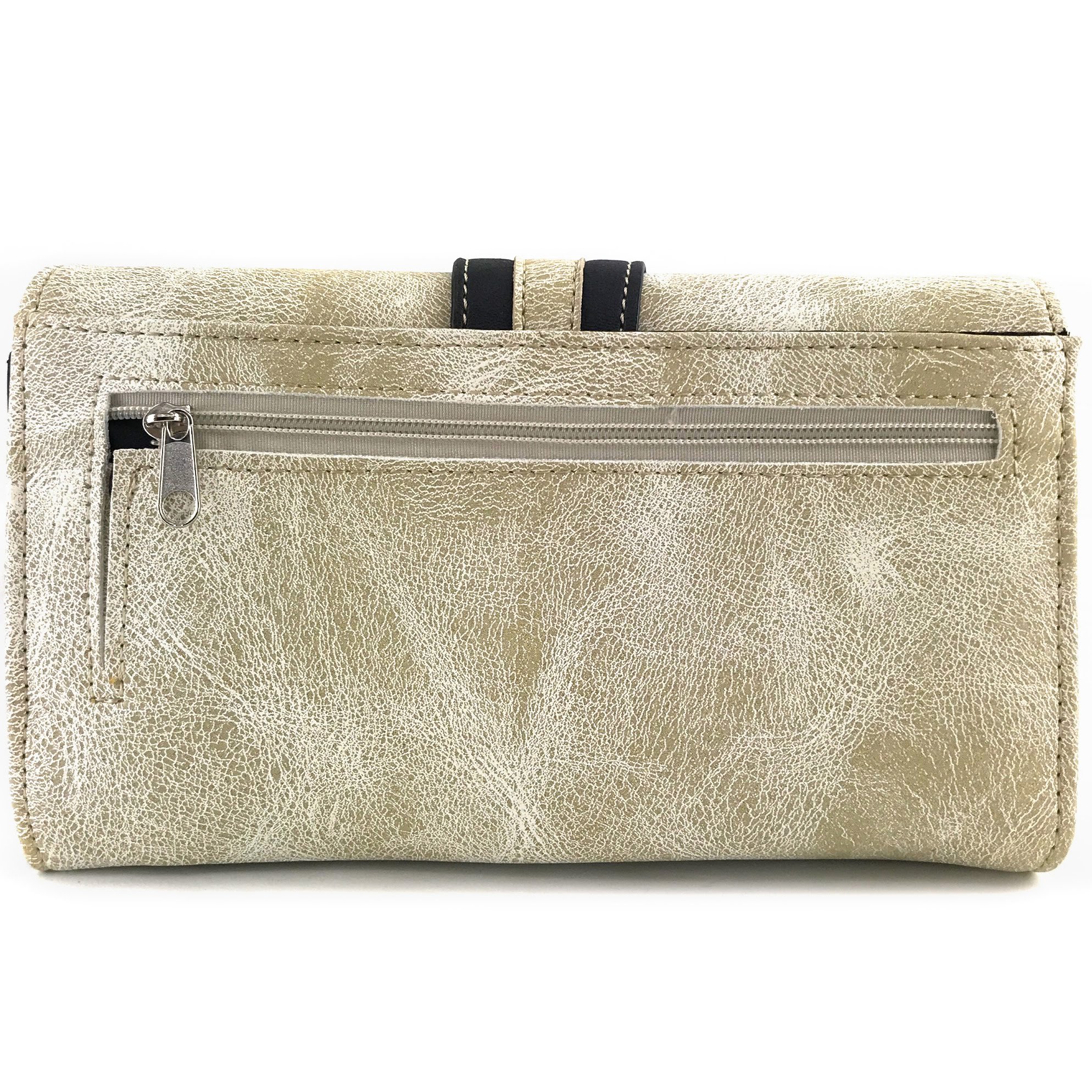 Justin West Tooled Floral Embroidery Buckle Studded Concealed Carry Tote Purse (Beige Purse Wallet Set)