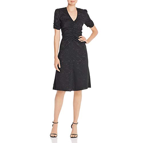 Jill Jill Stuart Women's Floral Jaquard CF Button Dress, Black, 4
