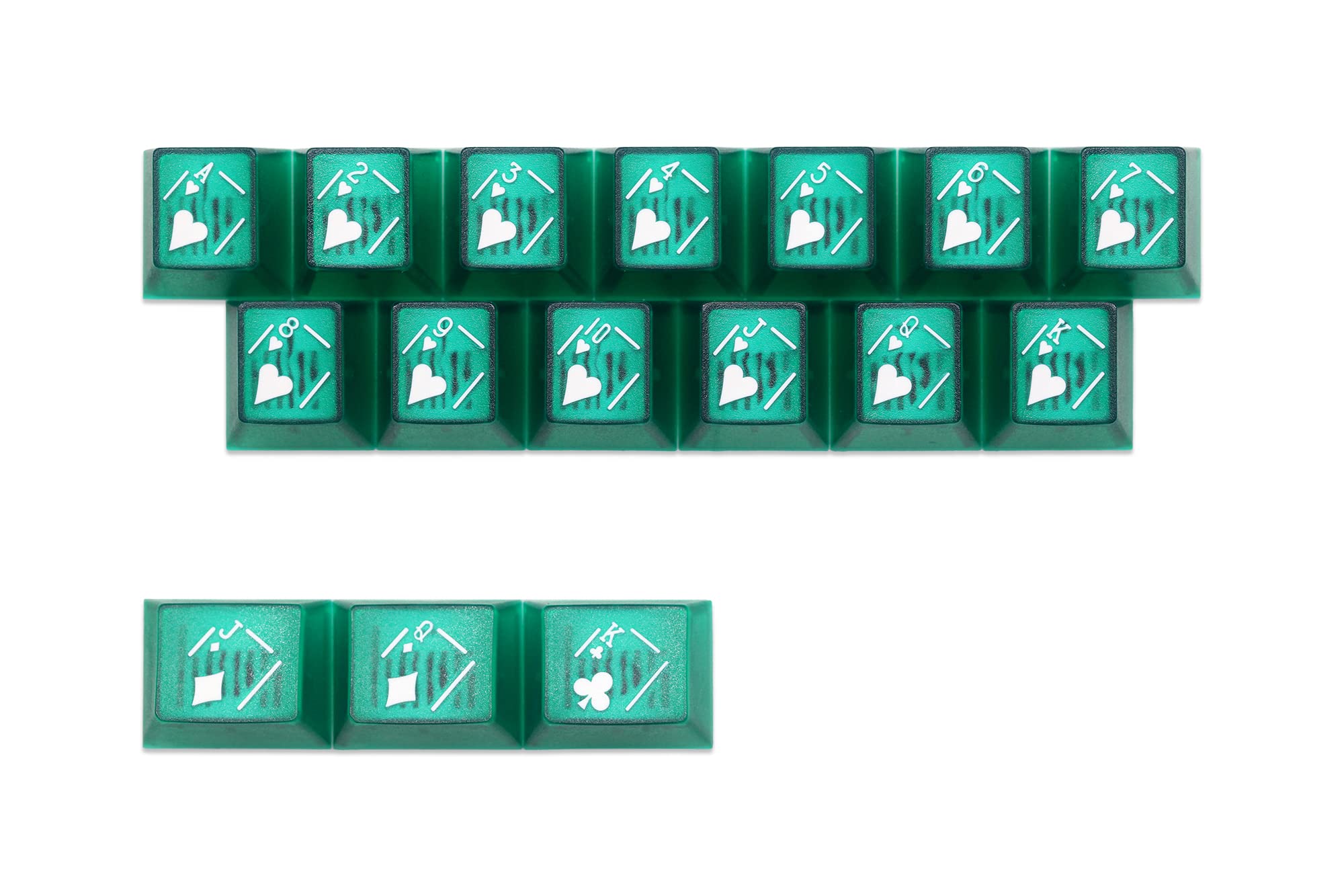 Taihao Cubic Playing Cards doubleshots keycaps gaming keys OEM mechanical keyboards keycaps profile Blue Grey Red Green Purple (Poker16 Key Green x1)