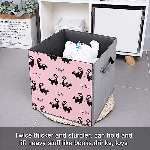 Love Skunks Storage Cubes with Handles Foldable Fabric Bins Organizing Baskets for Shelves Closet