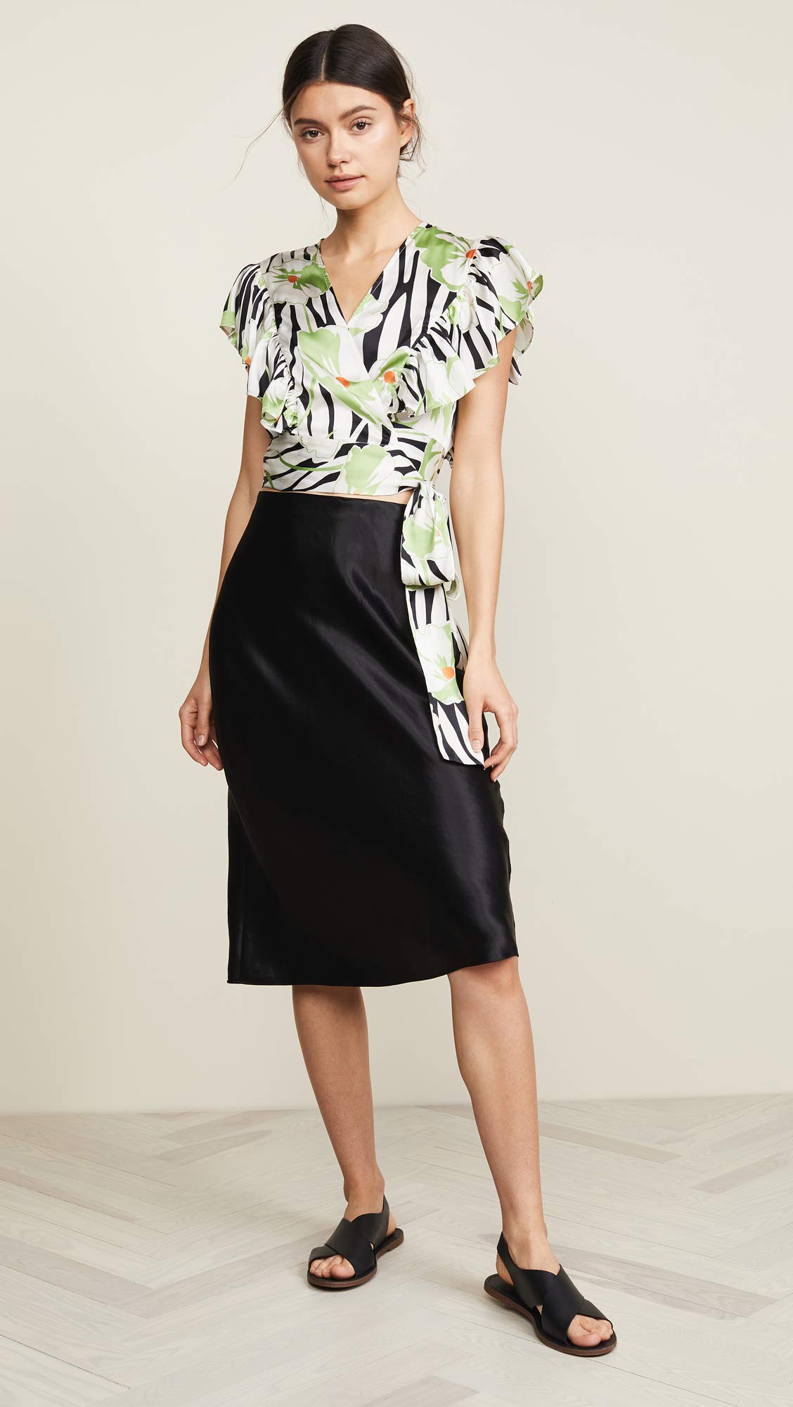 Jill Jill Stuart Women's Tropical Wrap Top, Green Multi, Large