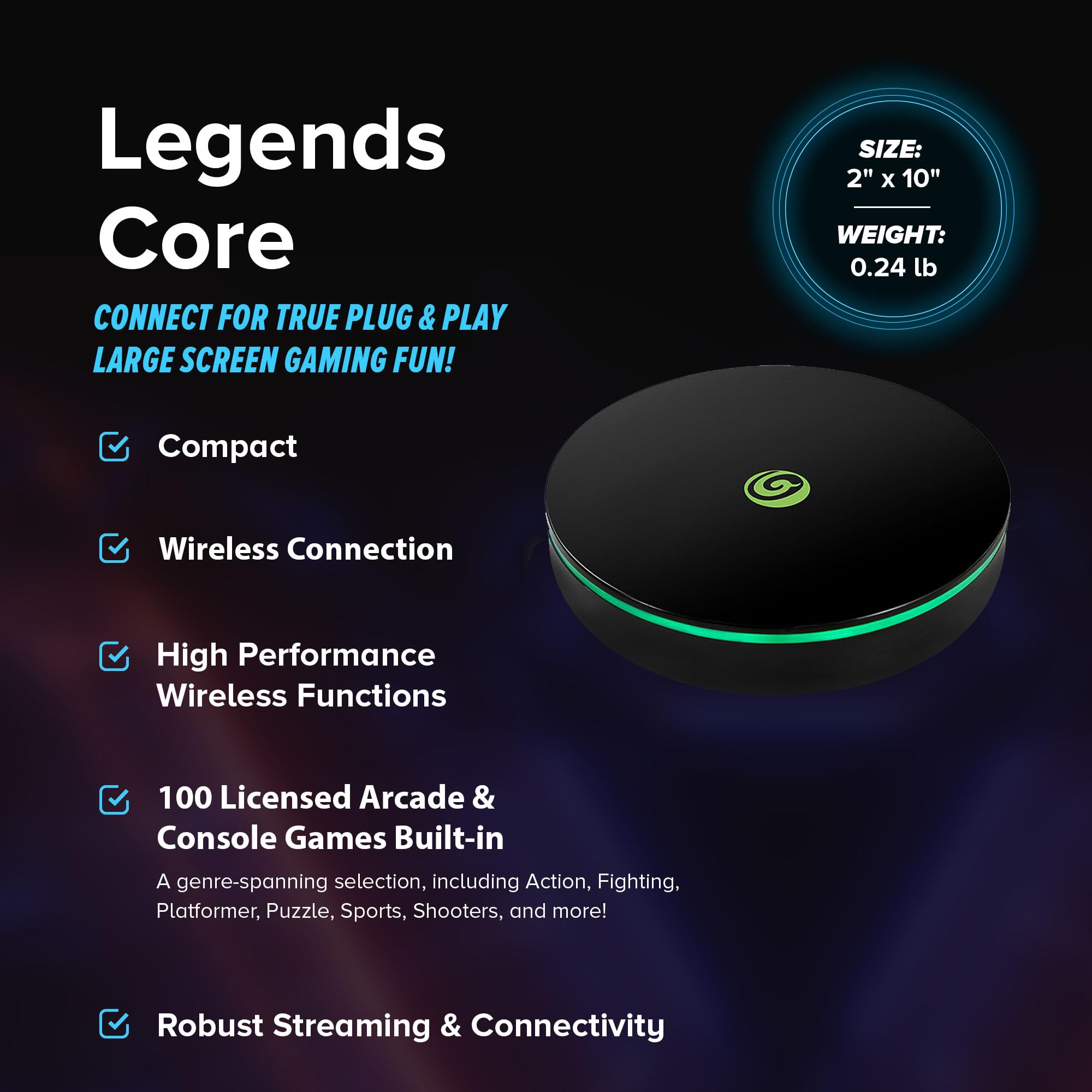 Legends Gamer Mini, Table Top Arcade Game Machine, Home Arcade, Classic Retro Video Games, 100 Licensed Arcade & Console Games, Includes Action Fighting Puzzle Sports & More, WiFi Connectivity