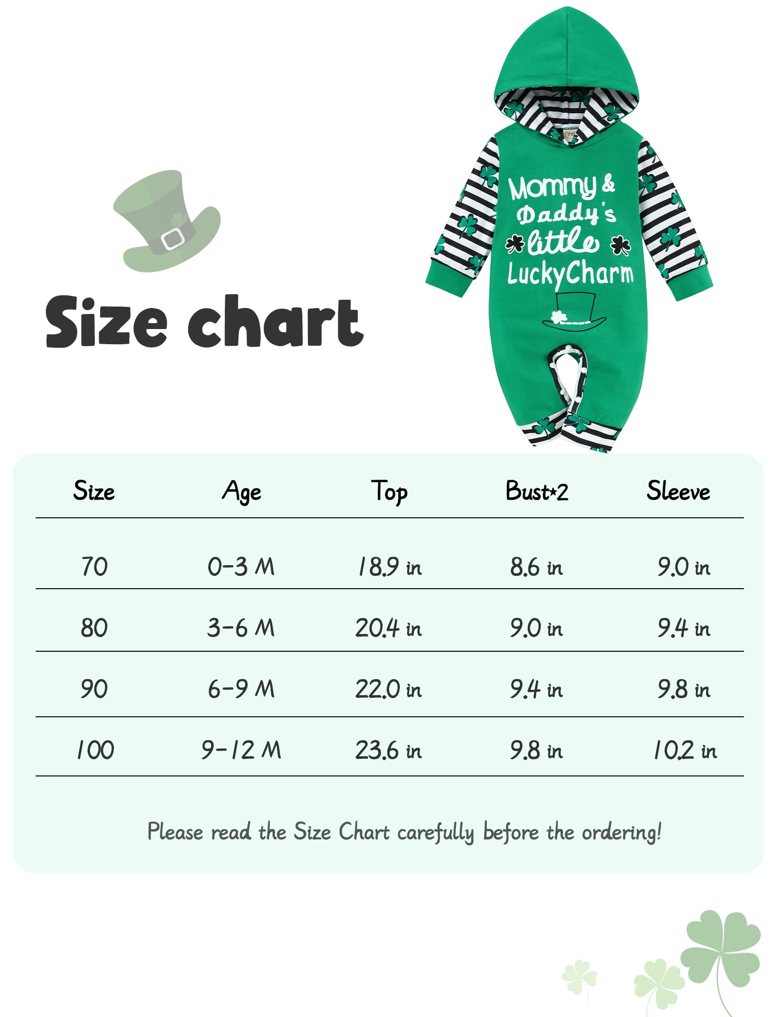 TUEMOS Newborn Baby Boys My 1st St. Patrick's Day Outfit Cute Strips Long Sleeve One Piece Romper Green Jumpsuit