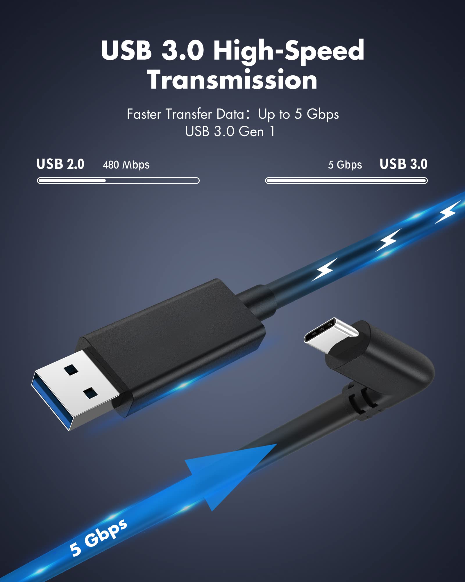 KIWI design USB C Link Cable Accessories with Signal Amplifier, 16 Feet/5M, High-Speeded USB 3.0 to USB C Cable for VR Headset and PC Gaming