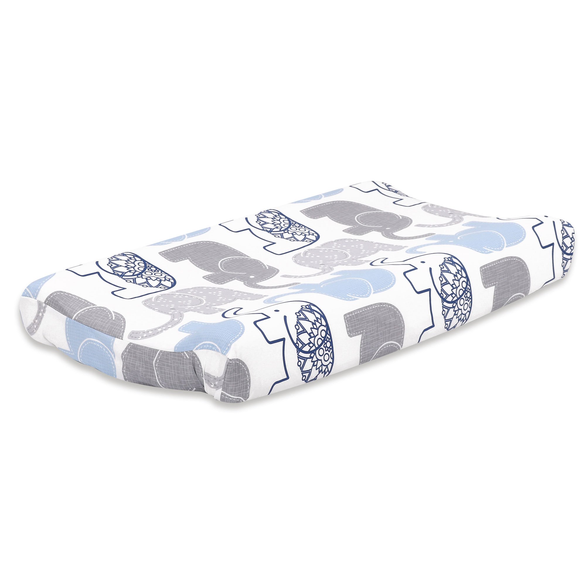 Little Peanut Grey and Blue Elephant Baby Changing Pad Cover by The Peanut Shell