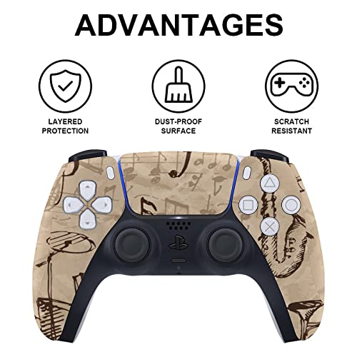 Set of Musical Instrument Icons Full Protective Skin Cover Design Wrap Decal Sticker Compatible with PS5 Disk Version Console and Controller