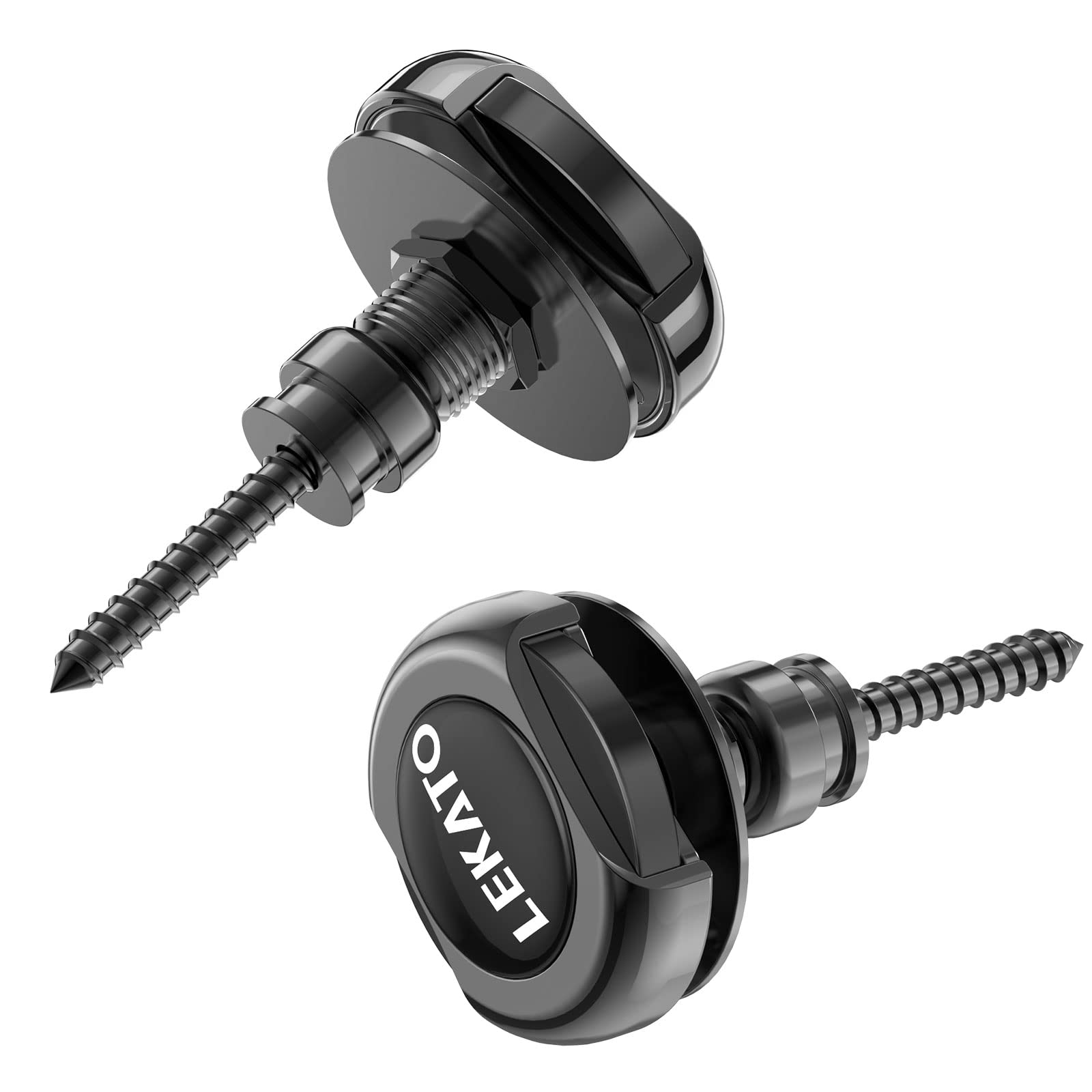 LEKATO Bass Guitar Strap Locks for for Electric Guitar & Bass Strap Locks Security Quick Release Strap Guitar Strap Locks Set Retainer System for Electric Acoustic Guitar, Bass, Ukulele Strap (Black)