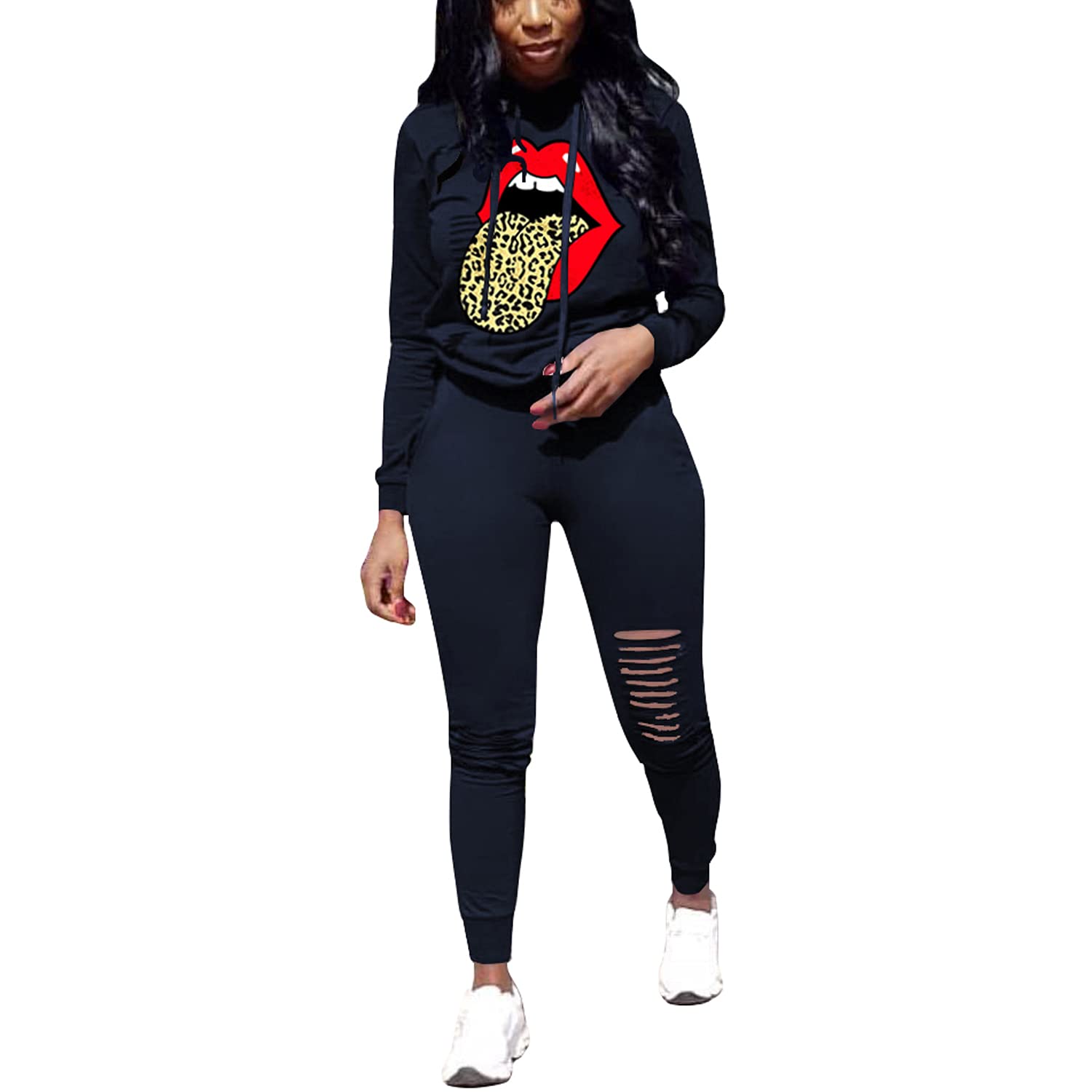 Nimsruc Two Piece Outfits For Women Summer Womens Sweatsuits Sets Jogger Set Tracksuit Sweat Suits Dark Blue S